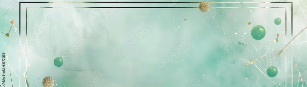 Mint Template A rectangular mint green frame with thin gold borders and ...