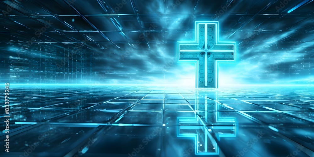 Innovative Tech Theme: Medical Cross and Plus Symbols in Digital Health ...