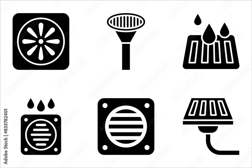 Drain icon set. sewer rain water drainage vector symbol on white ...