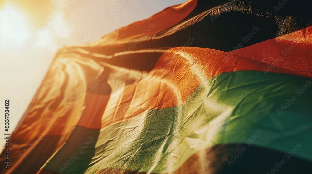 Juneteenth Colors Fly Free: Close-Up of a Symbol of Liberation Stock ...