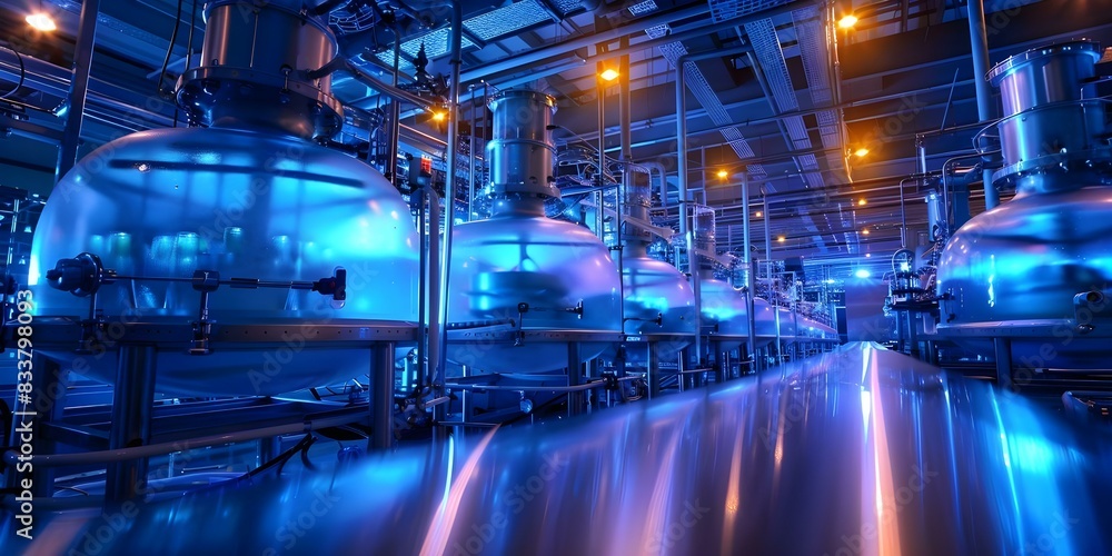 Images showcase biopharmaceutical production process with bioreactors ...