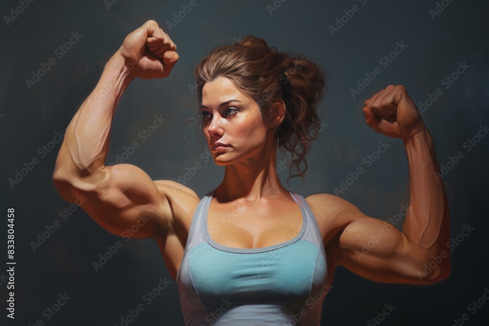 Empowered female bodybuilder showcasing muscular strength and ...