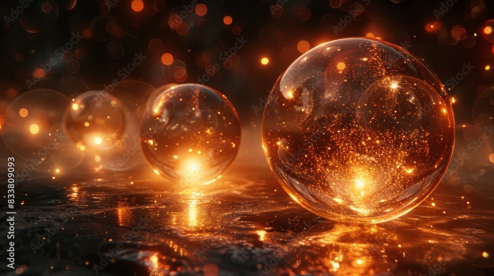 Glowing Spheres, Spheres with inner light sources creating a glowing effect Stock Illustration ...