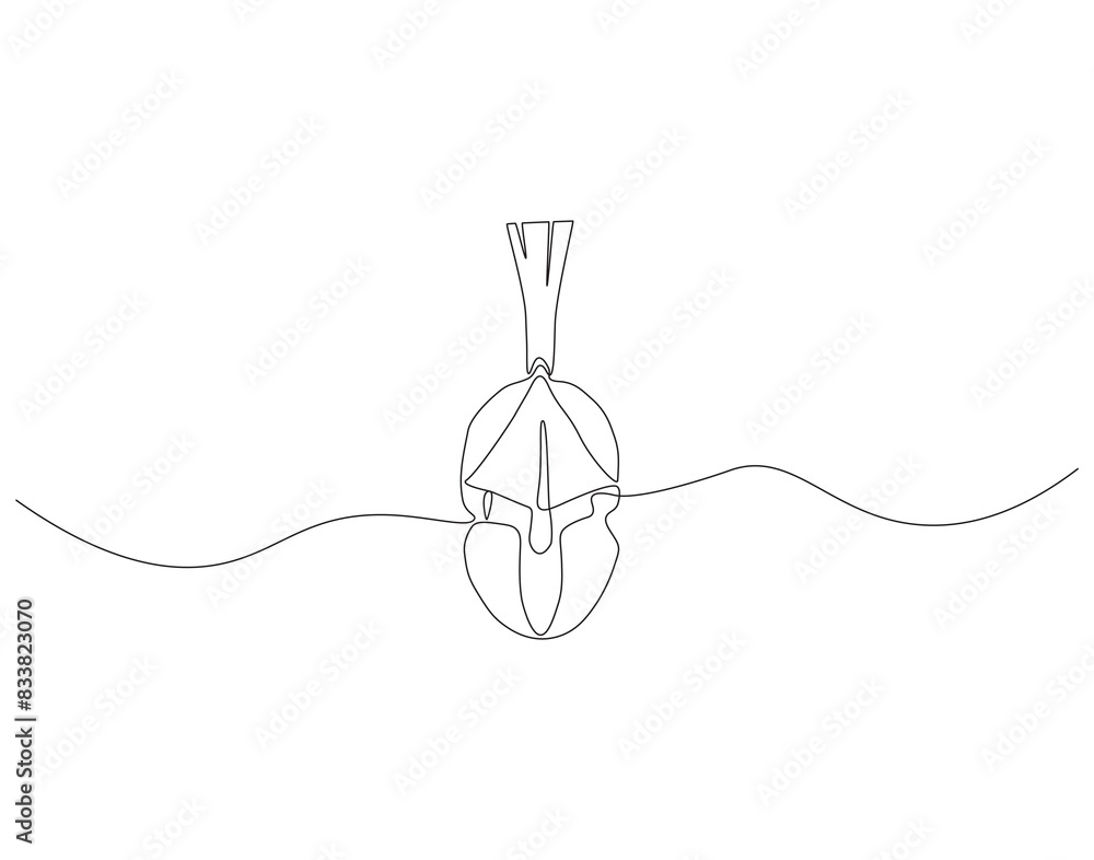 Continuous one line drawing of Sparta helmet. One line drawing ...