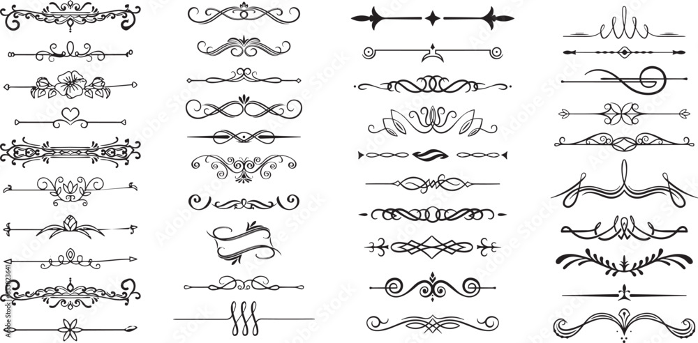 Line dividers. Decorative swirl text separators, vintage divider ...