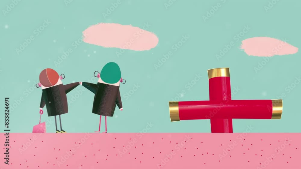 Change of a direction, planning new strategy. 3d animation. Cartoon ...