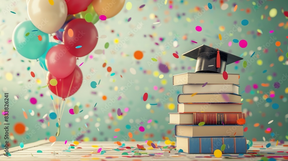 Vibrant and Festive Graduation Background with Colorful Confetti and ...