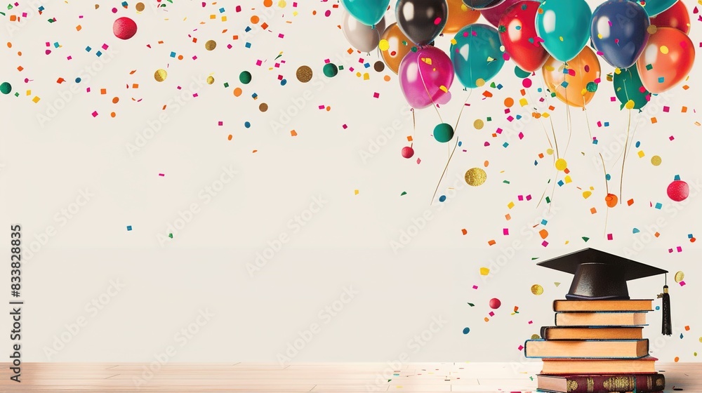 Vibrant and Festive Graduation Background with Colorful Confetti and ...