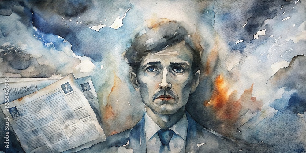 Watercolor collage of fake news newspaper headlines, fake news ...