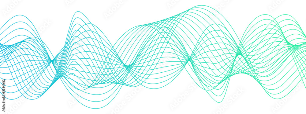 Abstract blue digital blend wave with modern flowing technology lines ...