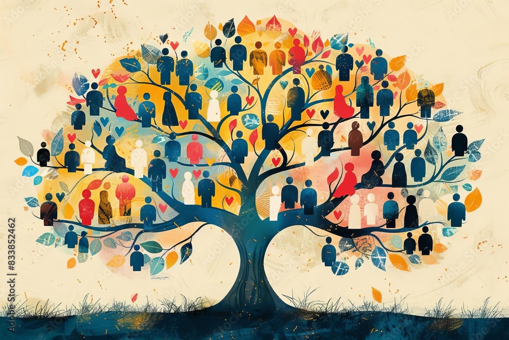 colorful illustrated branches that symbolize a family tree or story ...