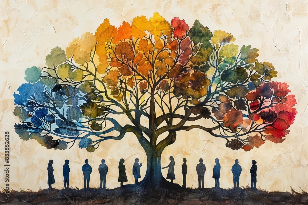 colorful illustrated branches that symbolize a family tree or story ...