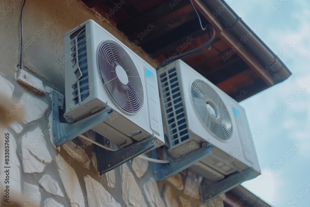 Outdoors air conditioner fresh air technology hot summer breathe ...