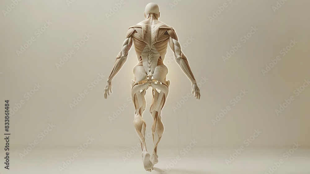 Artistically rendered pelvis and lower back anatomy with muscle details ...