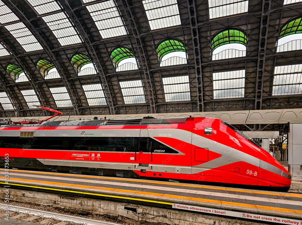 ITALY, MILAN, 16, MAY, 2024: Modern high-speed trains at the railway ...