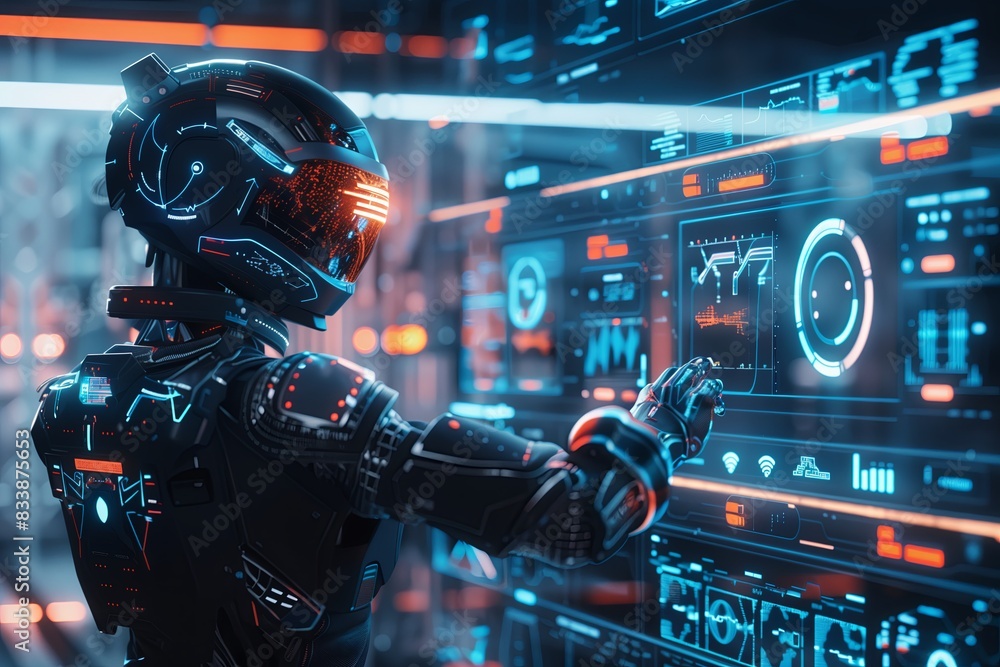 Futuristic technology in science robot concept. Future blue digital ...
