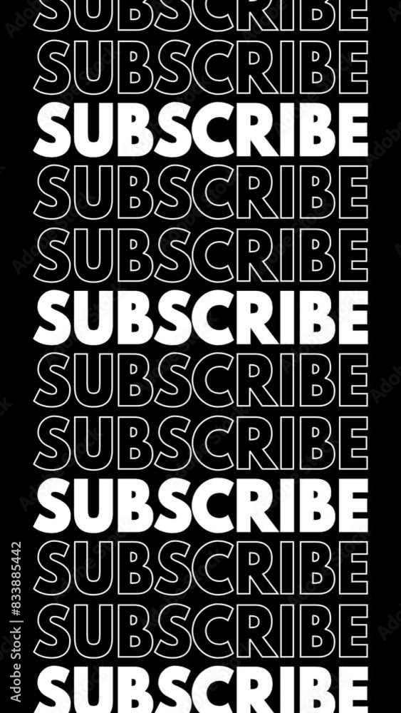 Animated vertical text "Subscribe" with words and expressions, with ...
