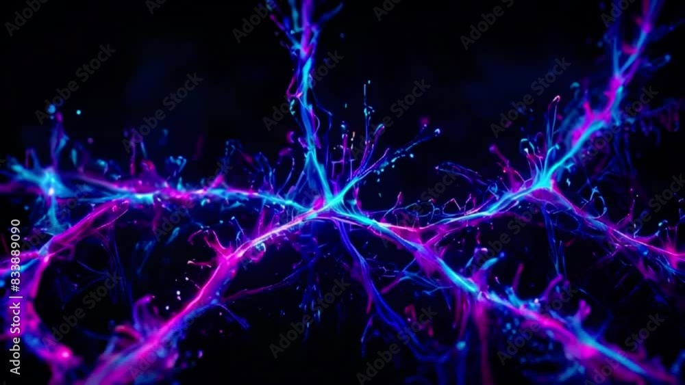 A complex matrix of interconnected optical fibers with particles ...