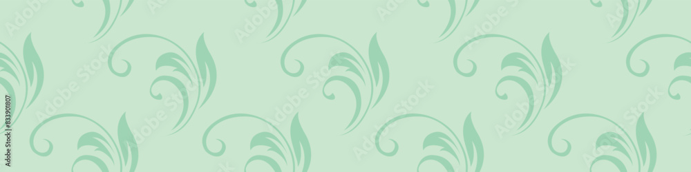 Vintage seamless plant pattern of green stylized leaves, flowers and ...