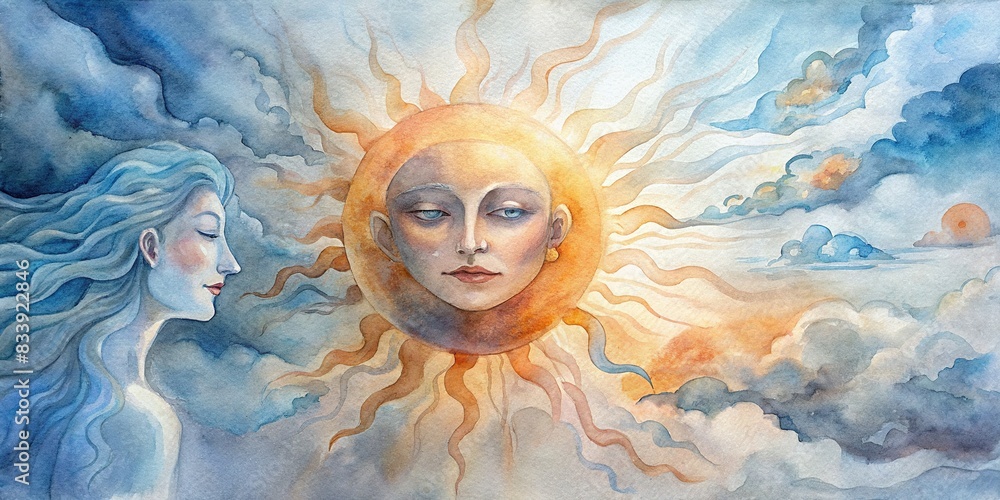 Ancestral love surreal dream of the relationship between the sun as ...