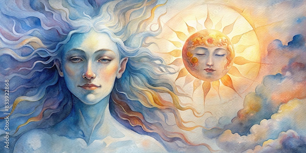 Ancestral love surreal dream of the relationship between the sun as ...