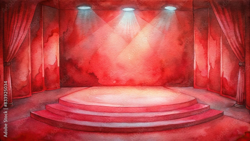Red gradient background with a red stage featuring light and shadow ...