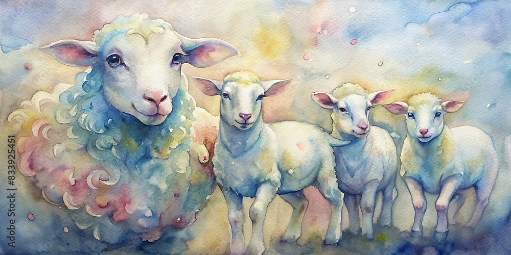 of the cloning process of Dolly the sheep using generative watercolor ...