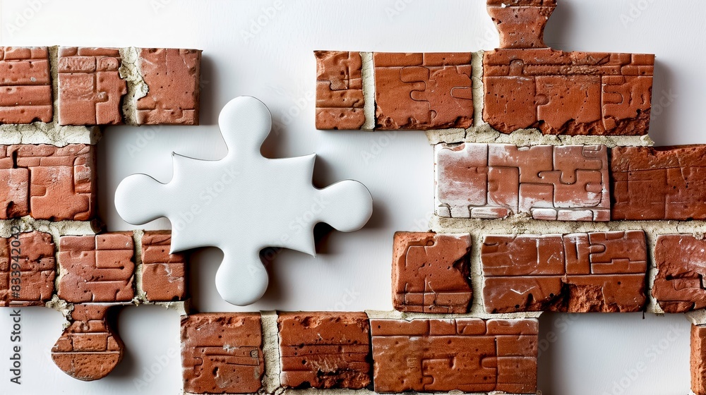 White Jigsaw Puzzle Piece Lies Next To An Unfinished Puzzle Of Red ...