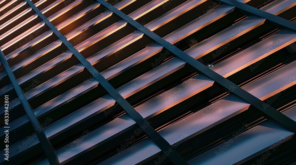 Architectural building vent close-up, sharp metal slats, no people ...