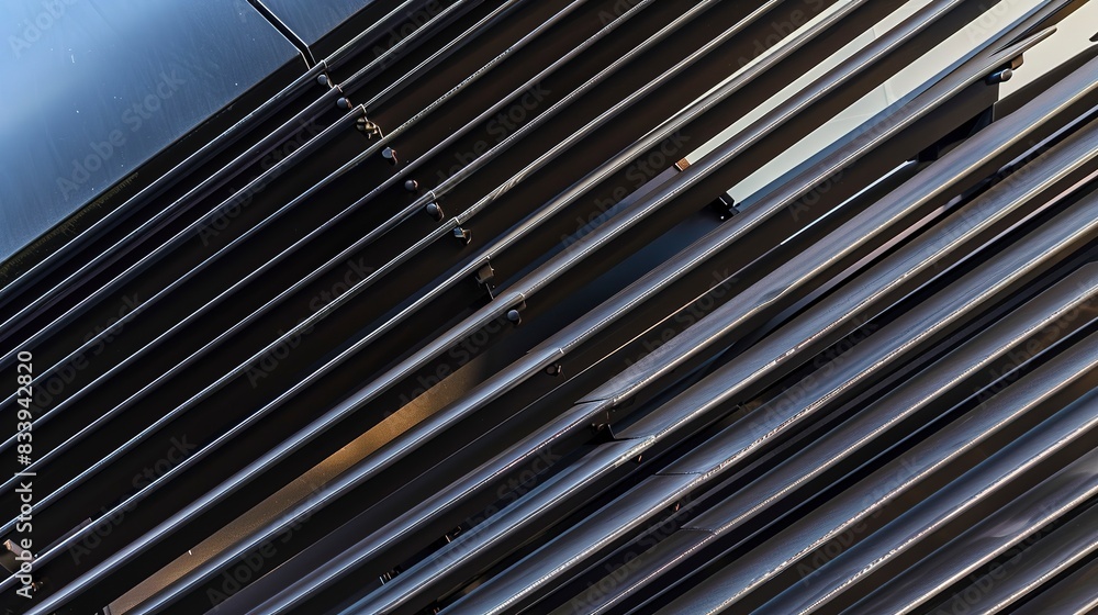 Architectural building vent close-up, sharp metal slats, no people ...
