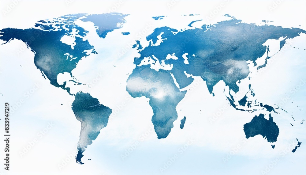 illustrated map of the world with a isolated background blue heaven ...