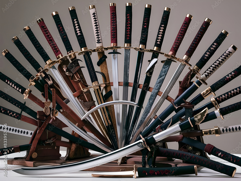 Catanas japonesas ordenadas Stock Photo | Adobe Stock