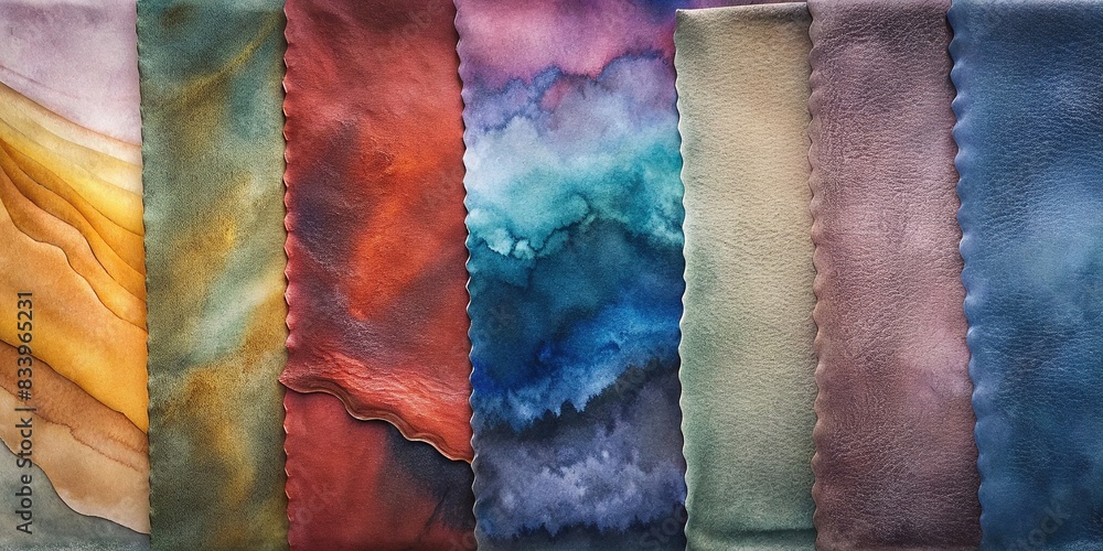 Luxury synthetic leather fabric samples in various colors and textures ...