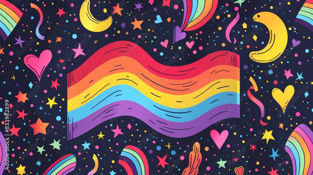 Lgbtq pride month Lettering. Vector flag and symbols, transgender and ...