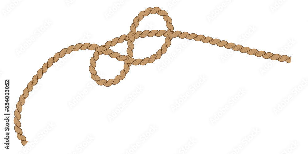 Vector rope knots. Nautical tying techniques. Beige twisted ropes ...