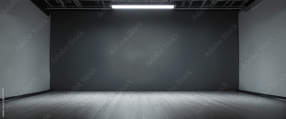 Illuminated studio room in elegant grey gradient background spotlight ...