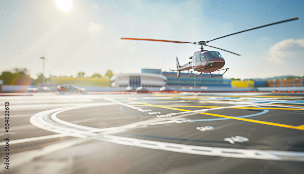 a detailed image of a hospital's helipad area with clear markings and ...
