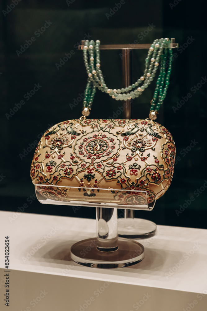Doha, Qatar - 1 May 2024: Iranian hand made bag, Dar Am Qarar (The Home ...