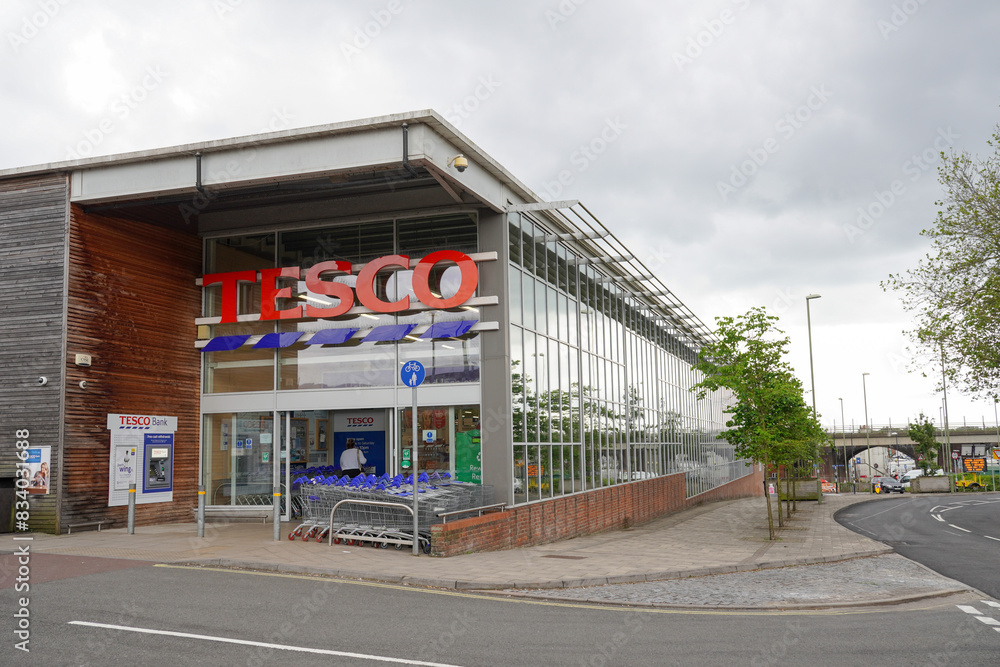 Fareham England 29 May 2024 - Exterior of Tesco supermarket in UK town ...