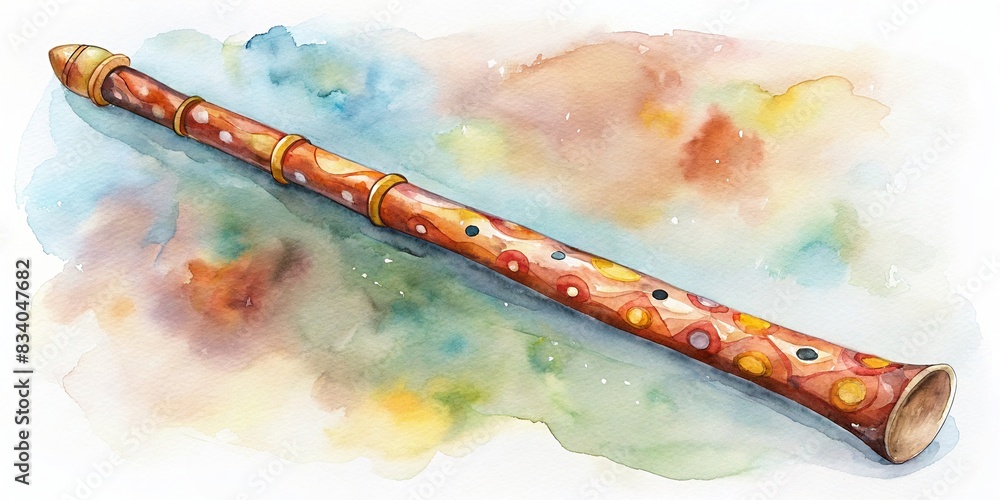 Hand-Painted Aboriginal Didgeridoo isolated on white background ...