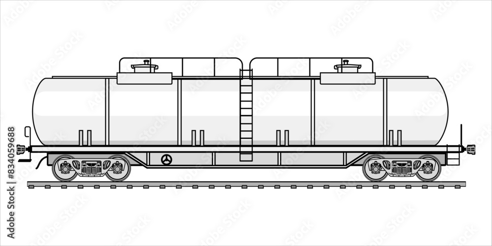Silhouette wagon cistern tank train - outline vector illustration ...