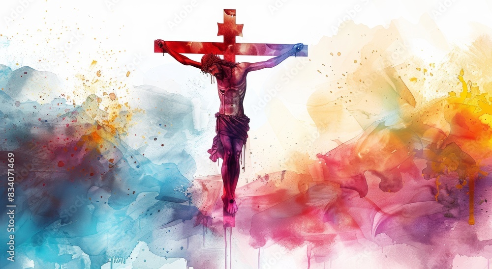 crucifixion of jesus christ abstract christian cross colorful banner ...