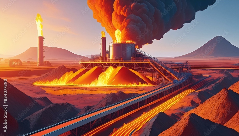 An animated sequence showing how heat and pressure turn solid coal into ...