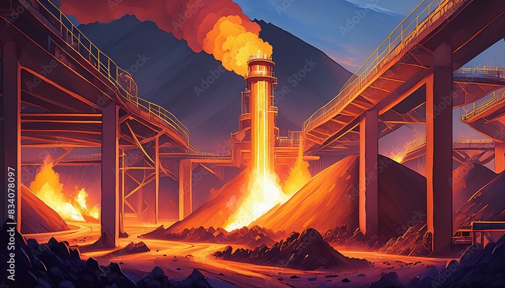 An animated sequence showing how heat and pressure turn solid coal into ...