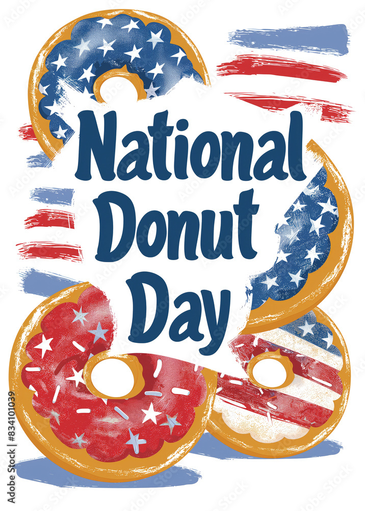 Vertical banner for celebration National Donut Day with patriotic ...