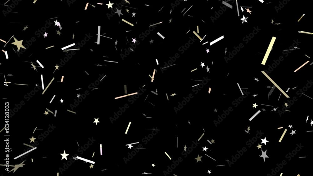 Shiny gold confetti falling 4k animation footage, stars and shape ...