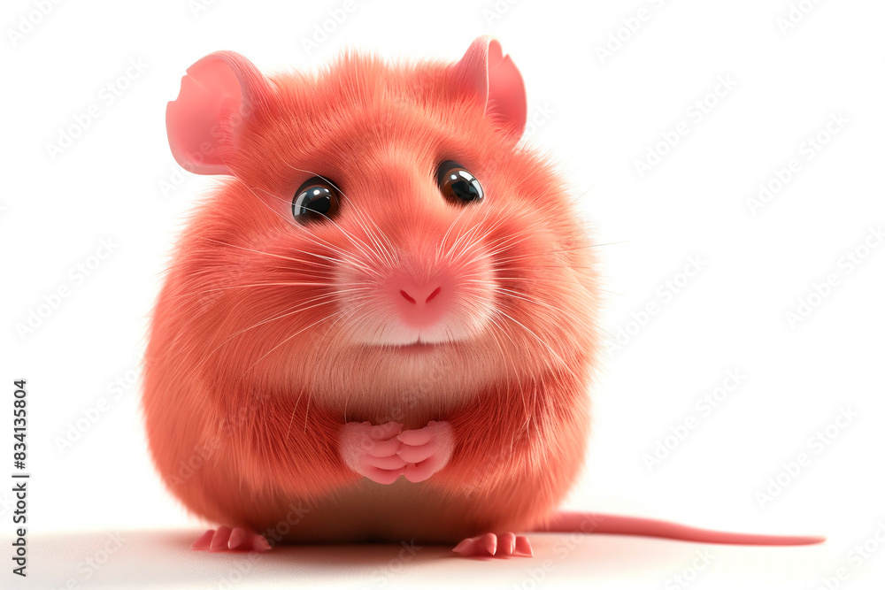 Sad hamster on white background. Cute rodent with pitiful expression on ...