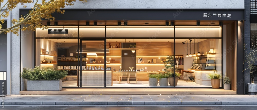 Develop a realistic mockup of a branded storefront signage for a retail ...