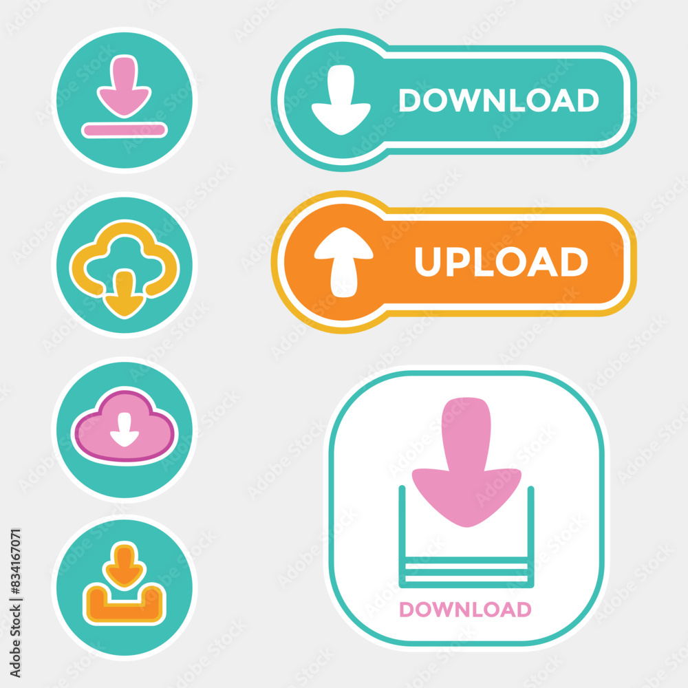 Pack de recursos gráficos para web iconos download upload vector en ...
