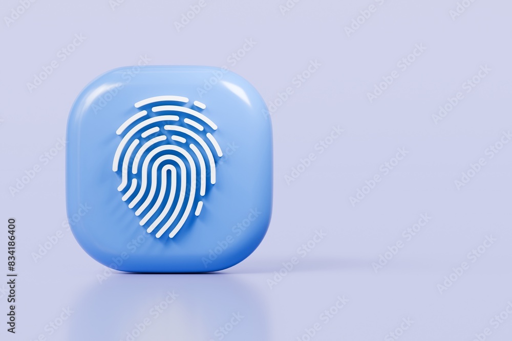 3d Protection Fingerprint Icon Biometric Verification Touch Id Fingerprint Minimal
